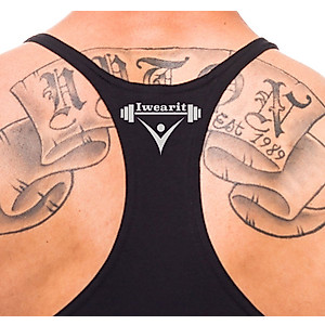 Iwearit Y-Back Muscle Tanktop M-Blk Made in USA