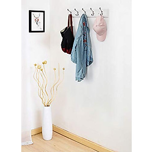 Creathome 27" Hadi Hookrail with Five Hooks, White Board and Chrome Powder Coated Hook (2 Pcs Package)
