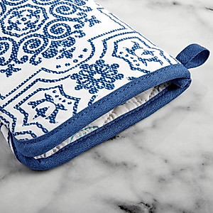 Martha Stewart Printed Oven Mitt Set, 7"x13", Strie Medallion