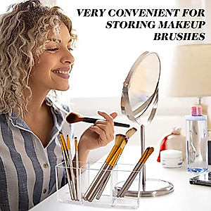 Rolybag Acrylic Makeup Brush Holder Organizer 3 Slots Cosmetic Brushes Storage Clear Pen Holder Eyeliners Eyebrow Pencil Display Case for Desk and Bathroom Vanity Storage Solution