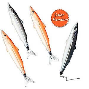 Outus Fish Shaped Pencil Case Novelty Fish Pen Bag Fish Coin Purse Funny Pencil Case with Padded Thick Foam Lining and 4 Pieces Cute Fish Pens Fish Gifts for School Classroom Supply