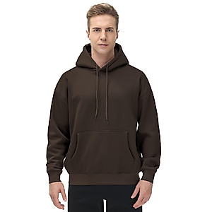 THE GYM PEOPLE Men's Fleece Pullover Hoodie Loose Fit Ultra Soft Hooded Sweatshirt With Pockets Brown