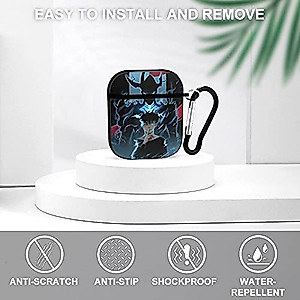Manhwa Solo Leveling AirPods Case Cover with Keychain for AirPods 2&1, Novelty Anime Printing Shockproof Case Compatiable with Wireless Charging