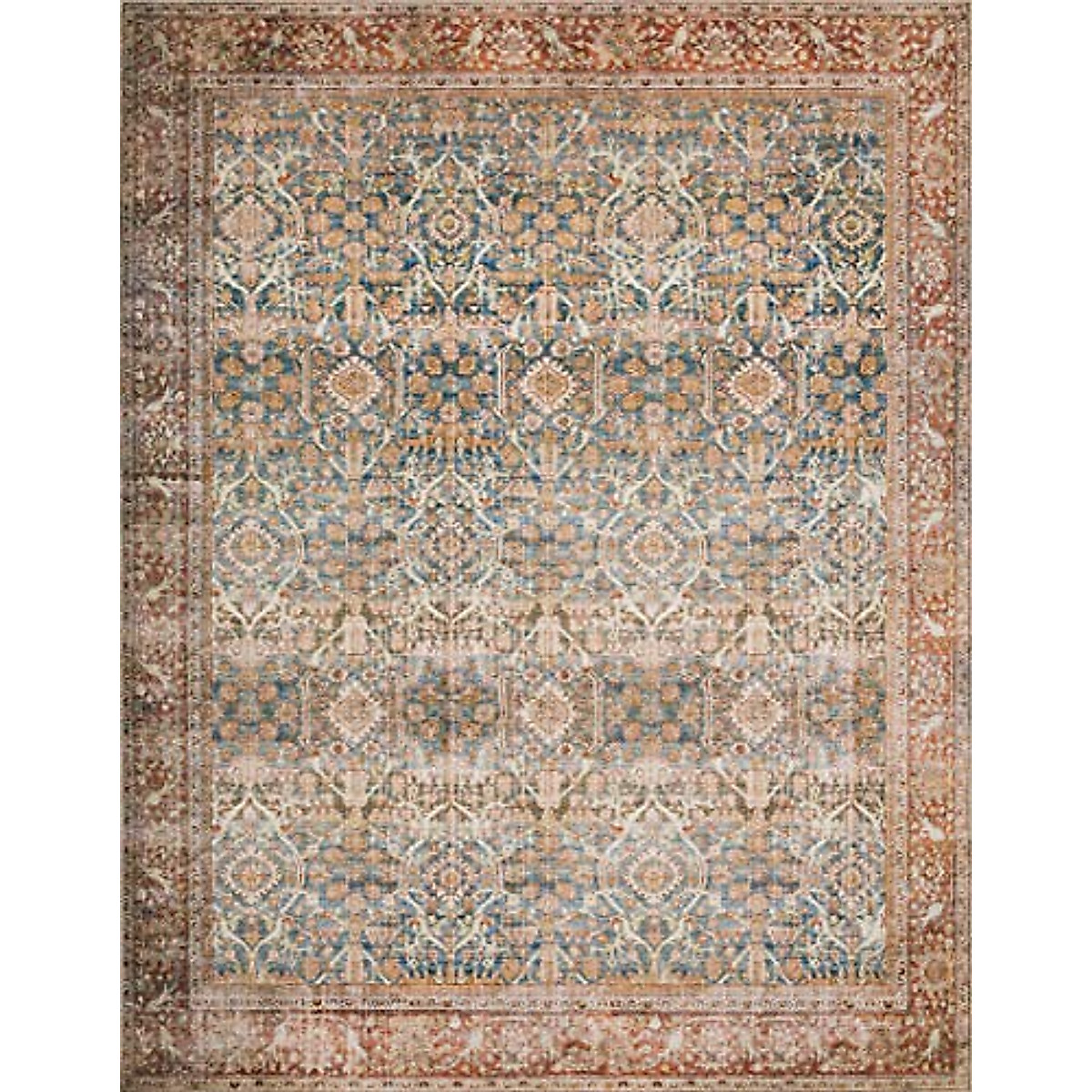 Loloi II Layla Ocean/Rust 7'-6" x 9'-6" Area Rug