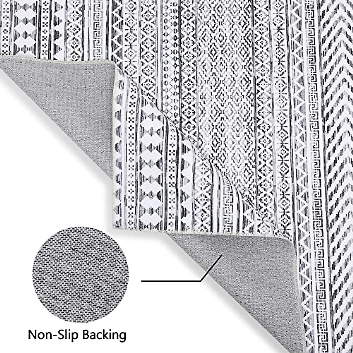RUGSREAL Machine Washable Area Rug Boho Rug for Living Room Low Pile Non-Slip Rug Stain Resistant Area Rug for Bedroom Home Office, 8' x 10'