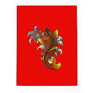 iGifts And Cards Lucky Red Koi Fish 3D Pop Up Greeting Card – Mother’s Day Gift, Unique Nature Inspired Birthday Party, Thank You Card With Fish, Big Retirement Present, 6x8