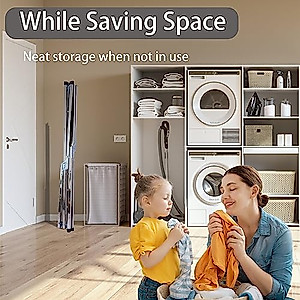 HYZSWGC Foldable Clothes Drying Rack, 95 Inches Adjustable Stainless Steel Laundry Drying Rack with 20 Windproof Hooks for Clothes, Blanket, Llinens, Shoes, Indoor/Outdoor