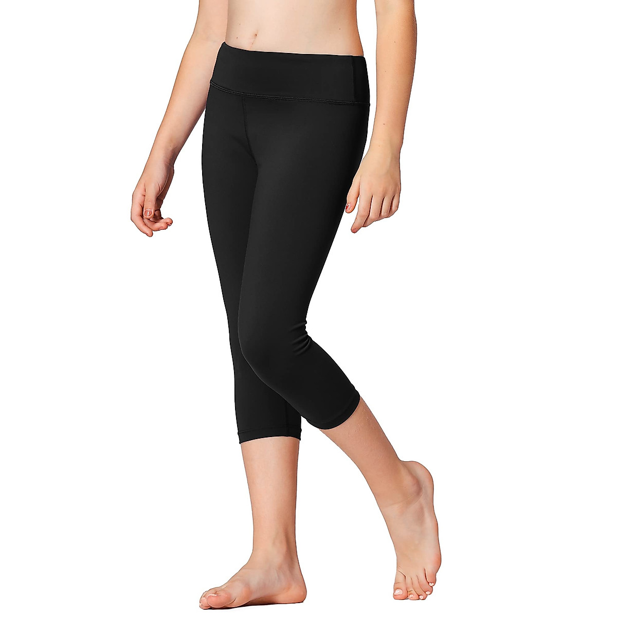 Stelle Girls Active Capri Legging Yoga Pants for Workout Sport Running (2 Piece Black, S), Little Kid