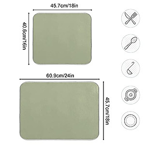 Sage Green Solid Color Dish Drying Mat 16x18in, Microfiber Dish Drying Rack Pads Dish Drainer Mats Washable Heat-Resistant