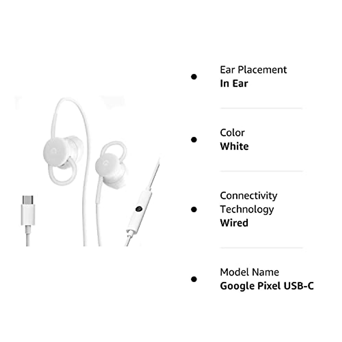 Google USB-C Wired Digital Earbud Headset for Pixel Phones - White