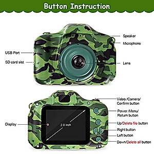 DEKER Kids Camera Underwater Waterproof Camera for Best Christmas Birthday Gifts for Boys Girls Age 3-12 HD Digital Video Camera Mini Children Camcorder Camera 2 Inch IPS Screen with 32GB Card (Green)