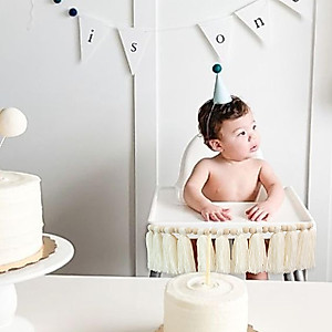 Vgaruint White Yarn Tassel Banner - Cream Wood Bead Tassel Garland Boho Decor, Beaded Tassel Bunting for Home, Boho Nursery Wall Hanging,Christmas Decor,Baby Bridal Shower Party Supplies