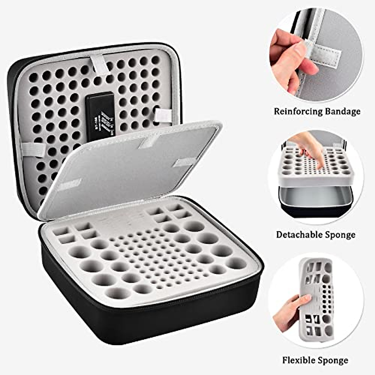 Battery Organizer Storage Case, 118+ Batteries Carrying Holder Container Box Double Mesh Pockets for AA AAA 9V C D with BT-168 Battery Tester (Batteries are Not Included)