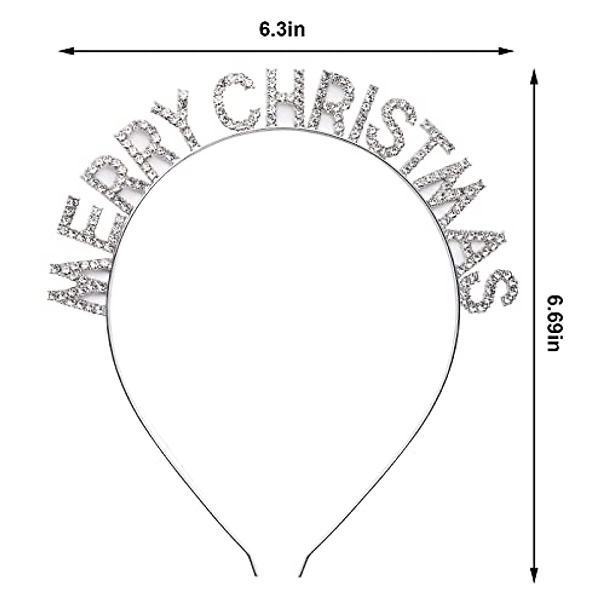 Hmxpls Merry Christmas Headband, Christmas Tiara for Women, Xmas Hair Accessories with Rhinestone for Girls