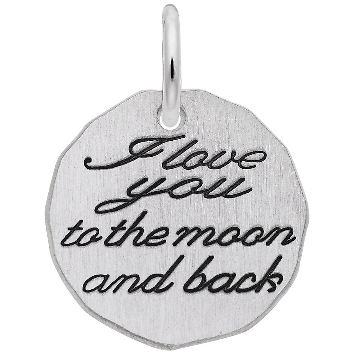 Baxley Jewelry I Love You to the Moon and Back Tag Charm - Sterling Silver