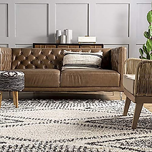 nuLOOM Cassia Moroccan Diamond Shaggy Tassel Area Rug, 9' x 12', Off-white