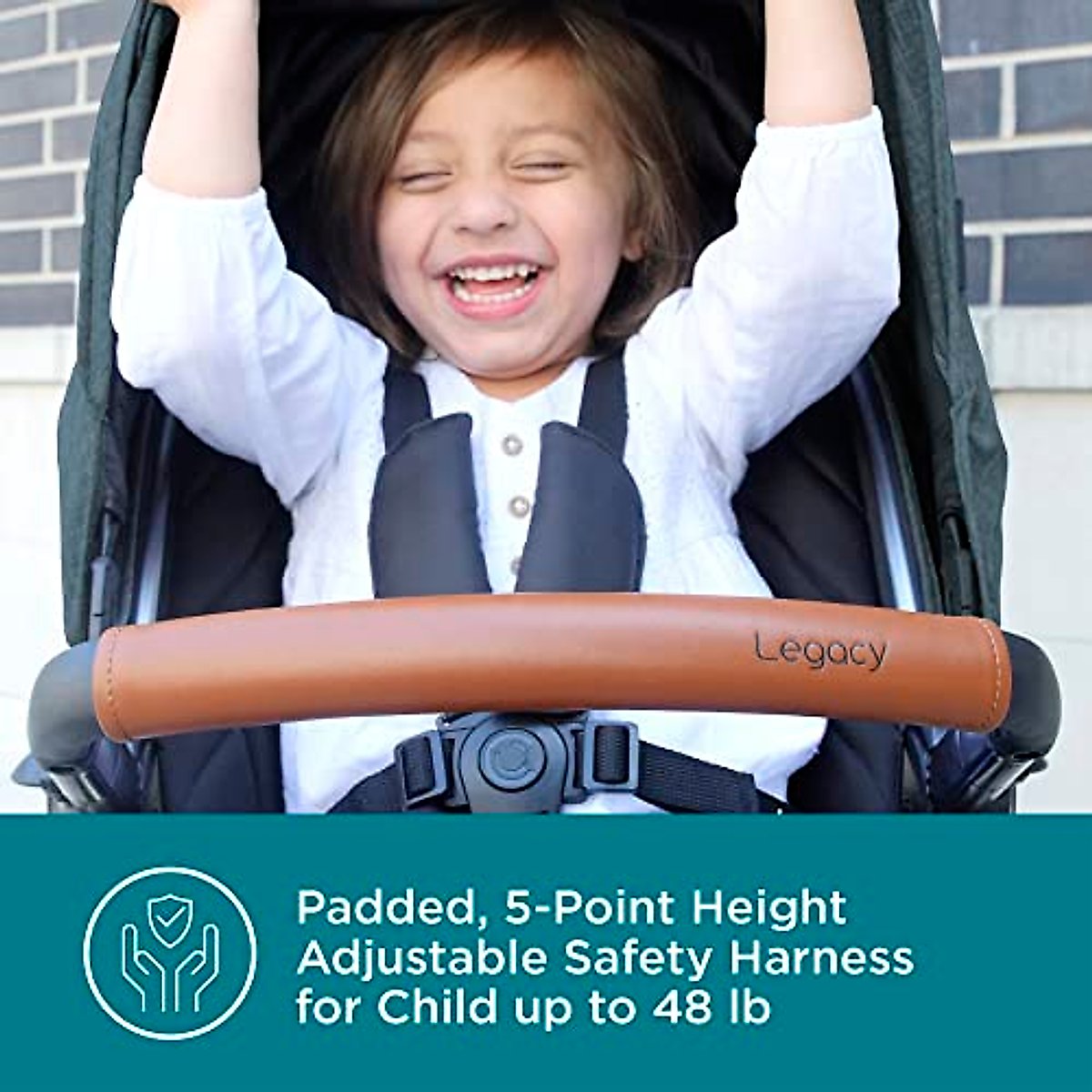 Contours Legacy Convertible Stroller, Single-to-Double Design, Reversible Seats, UPF 50 Sun Canopy, Height Adjustable Handle, 5-Point Safety Harness, Plenty of Storage - Washed Teal