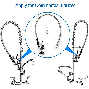 MSTJRY Spray Valve with 45" Pre Rinse Hose, Pre Rinse Sprayer with Flexible Stainless Steel Hose Assembly for Commercial Kitchen Faucets