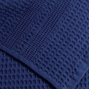 GILDEN TREE Waffle Towel Quick Dry Thin Exfoliating, 4 Pack Washcloths for Face Body, Classic Style (Indigo)