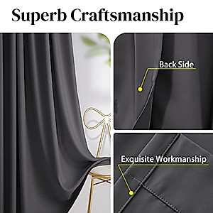 Rose Home Fashion RHF Wide Thermal Blackout Patio Door Curtain Panel, Sliding Door Insulated Curtains,Extra Wide Curtains:100W by 84L Inches-Grey 100W by 84L Inches-Dark Grey (bl-10084-DarkGrey)