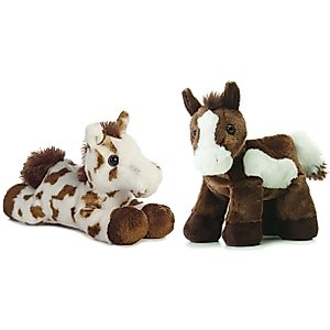 Aurora World Mini Flopsie Plush Horses 8 Paint & Gypsy, 8 In