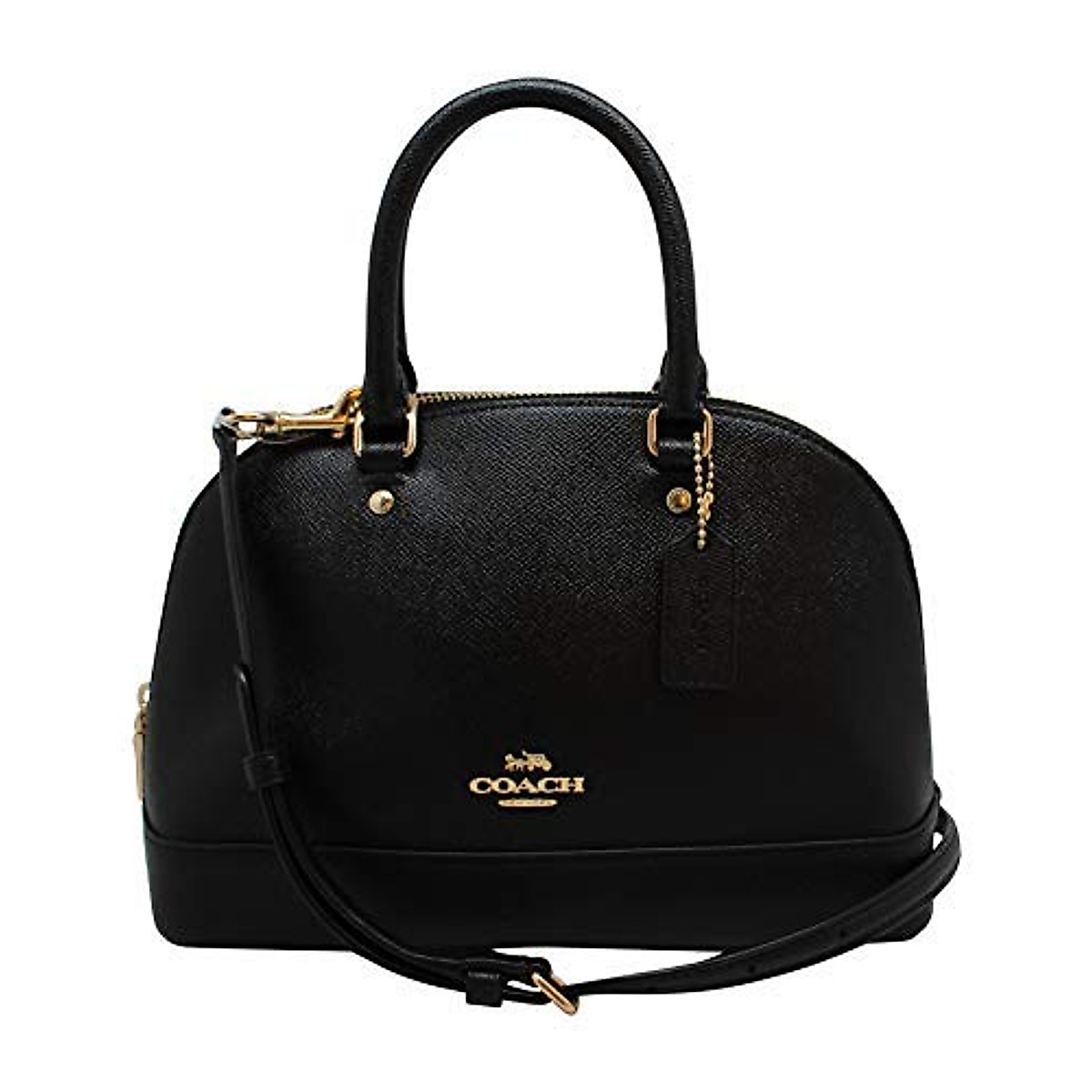 Coach Womens Mini Sierra Satchel Handbag, Crossgrain Leather, Detachable Crossbody Strap (Mini, Black),Medium
