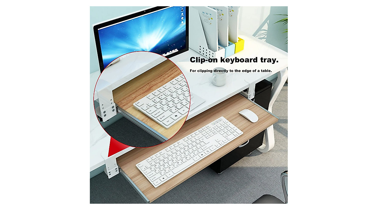 V3VOGUE Wooden Keyboard Tray - Easy Slide-Out Installation