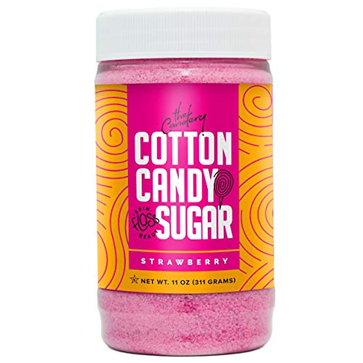 The Candery Cotton Candy Machine and Floss Bundle- Bright, Colorful Style- Sugar Free Candy, Sugar Floss, for Birthday Parties - Includes 5 Floss Sugar Flavors 12oz Jars and 50 Paper Cones & Scooper