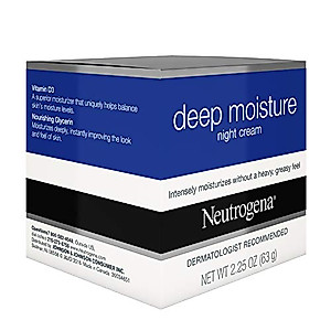 Neutrogena Deep Moisture Night Cream with Glycerin & Vitamin D3, Facial Moisturizer for Dry Skin with Shea butter, Glycerin, Vitamin D3, Non Greasy & Non Comedogenic, 2.25 oz