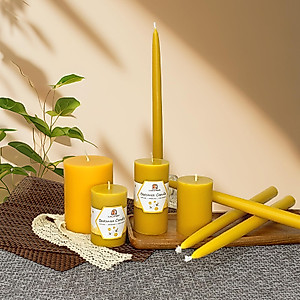 Lacaser Beeswax Pillar Candles,100% Pure Beeswax Candles,Long Burning Time 40 Hours Each,80 Hours Total for Set, Bees Wax Candle for Home, Size 2”x 4” (2 Packs), Dripless& Smokeless