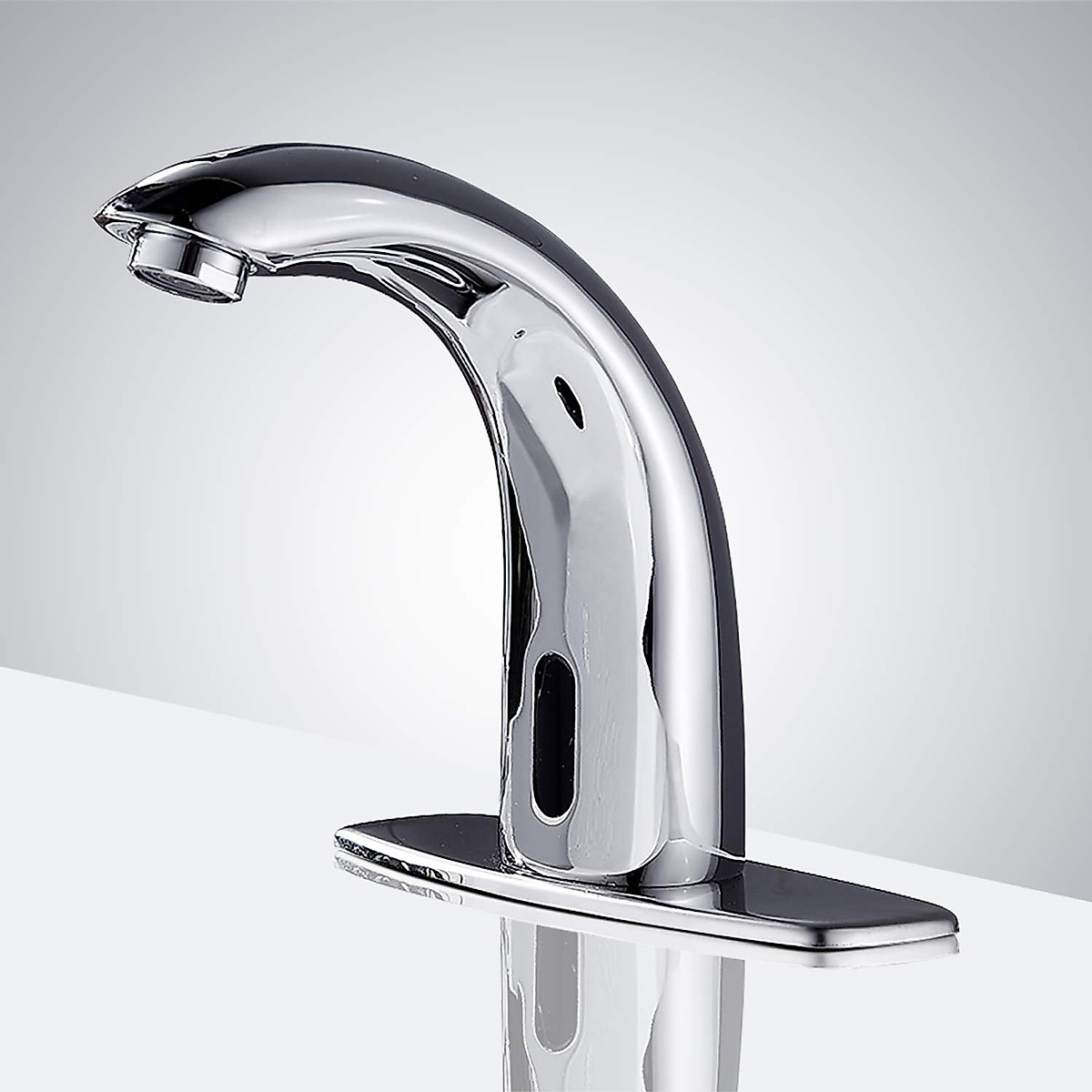 Bath Select Lano Deck Mount Sensor Faucet - BST502N Luxurious Design Solid Brass Touchless Automatic Sensor Water Mixer Faucet Without Soap Dispenser - Chrome Finish