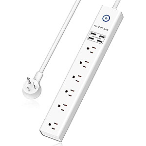 Surge Protector Power Strip with USB Ports, 10ft Extension Cord, 6 Outlets and 4 USB Ports, AUOPLUS Mountable Power Strip Flat Plug with Overload Protection, ETL Listed