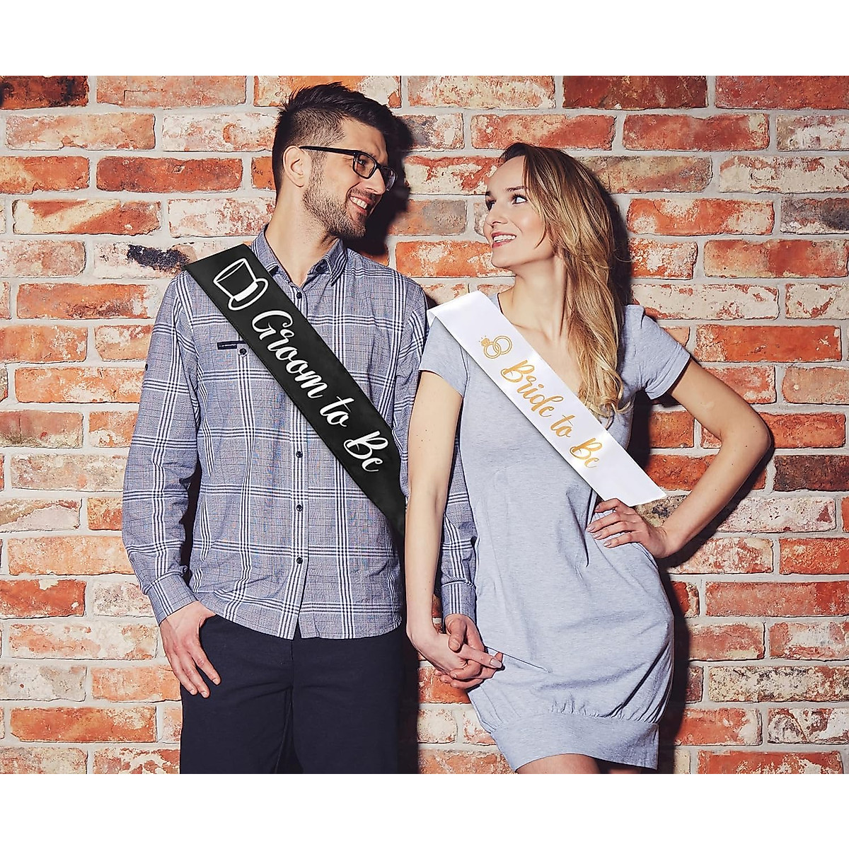 Bride to Be & Groom to Be Sash Set - Bachelorette Party Supplies Engagement Party Favors | Bridal Shower Sashes Bachelor Decorations Just Married Gift Engaged Decor Accessories Wedding Gifts