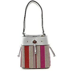 Kate Spade New York Marti Small Convertible Drawstring Bucket Bag (Stripe canvas)