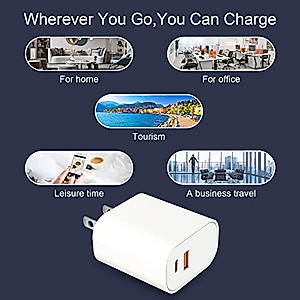 [Apple MFi Certified] iPhone Fast Charger,20W Dual Port PD3.0 USB-C + USB-A Power Delivery Wall Charger Block Plug for iPhone 13/13 Pro Max/12/11/XS/XR/X/8,iPad(2 Pack 10FT Lightning Cables lnclude)