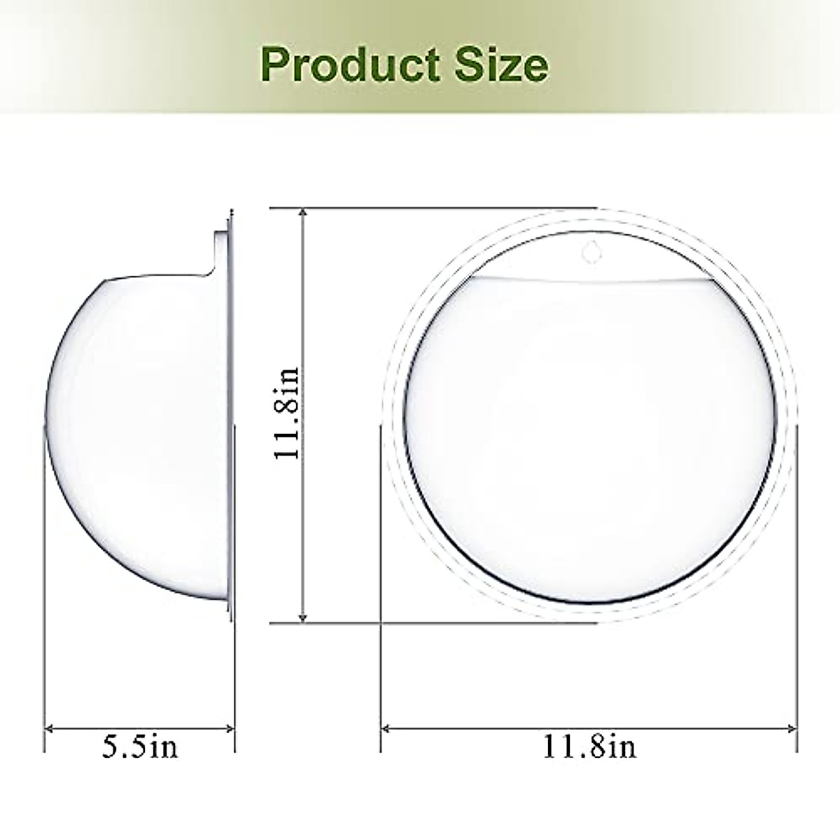 Noodoky Betta Fish Tank Bowl 11.8in, Wall Mounted Beta Fish Small Aquarium, Hanging Plastic Wall Decor for Plant Fish Ecosphere(1 Gallon)