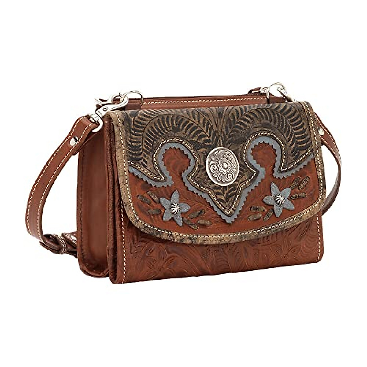 American West Women's Aw Desert Wildflower Tri-Fold Wallet Brown One Size