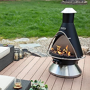 Cuisinart Chimenea Propane Fire Pit, 40,000 BTU Coated Steel Outdoor Propane Heater with Lava Rocks and Directional Heat, Adjustable Fire Pit with Safety Shutoff for Patios and More