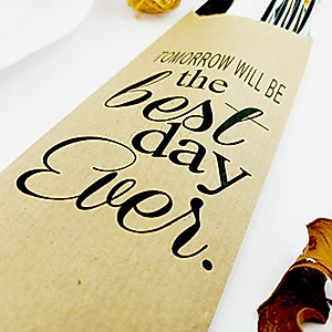 Tomorrow Will Be The Best Day Ever Rehearsal Dinner Silverware Bags - Utensil Holders For Wedding Rehearsal Dinner - Silverware Holder Bag - Pocket Sleeves - Flat 2.8" x 7.5" - Pack of 50