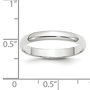 Solid 10k White Gold 3 mm Rounded Wedding Band Ring Size 9