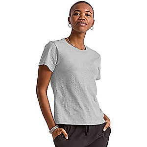 Hanes Comfortblend Originals Cotton T-Shirt, Classic Crewneck Women's Tee, Curved Back Hem, Light Steel, Medium