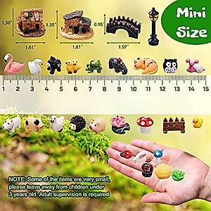200 Pcs Miniature Fairy Garden Accessories, Including Animals, Mini Houses and DIY Dollhouse Decoration, Miniature Figurines, Micro Landscape Ornaments, Garden DIY Kit