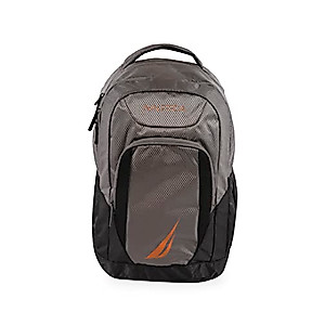 NAUTICA Sail Laptop Backpack, Grey/Orange, One Size