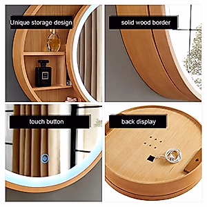 LED Lighted Bathroom Mirror Cabinet, Wall Mounted Bathroom Medicine Cabinet,Vanity Mirrored Storage Cabinet Mirror, Solid Wood (Color : Walnut, Size : 700mm Medicine Cabinet)