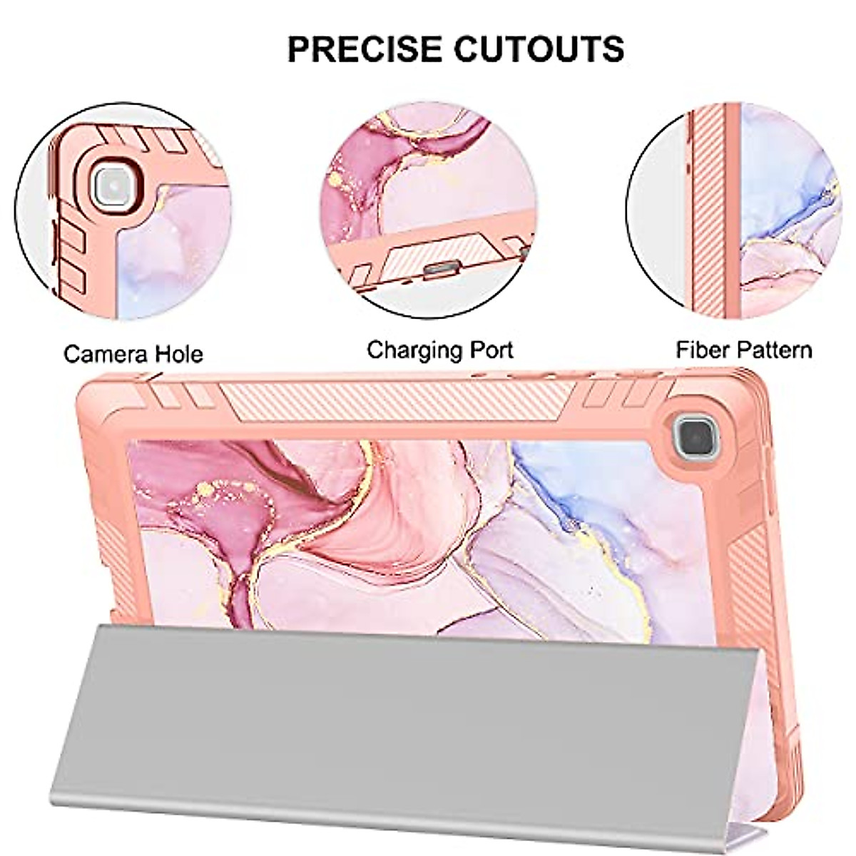 PIXIU Folio Case for Galaxy Tab A7 Lite 8.7" 2021,Heavy Duty Trifold Stand PU Leather Smart Cover for Samsung Galaxy Tab A7 Lite SM-T225/T220 Marble