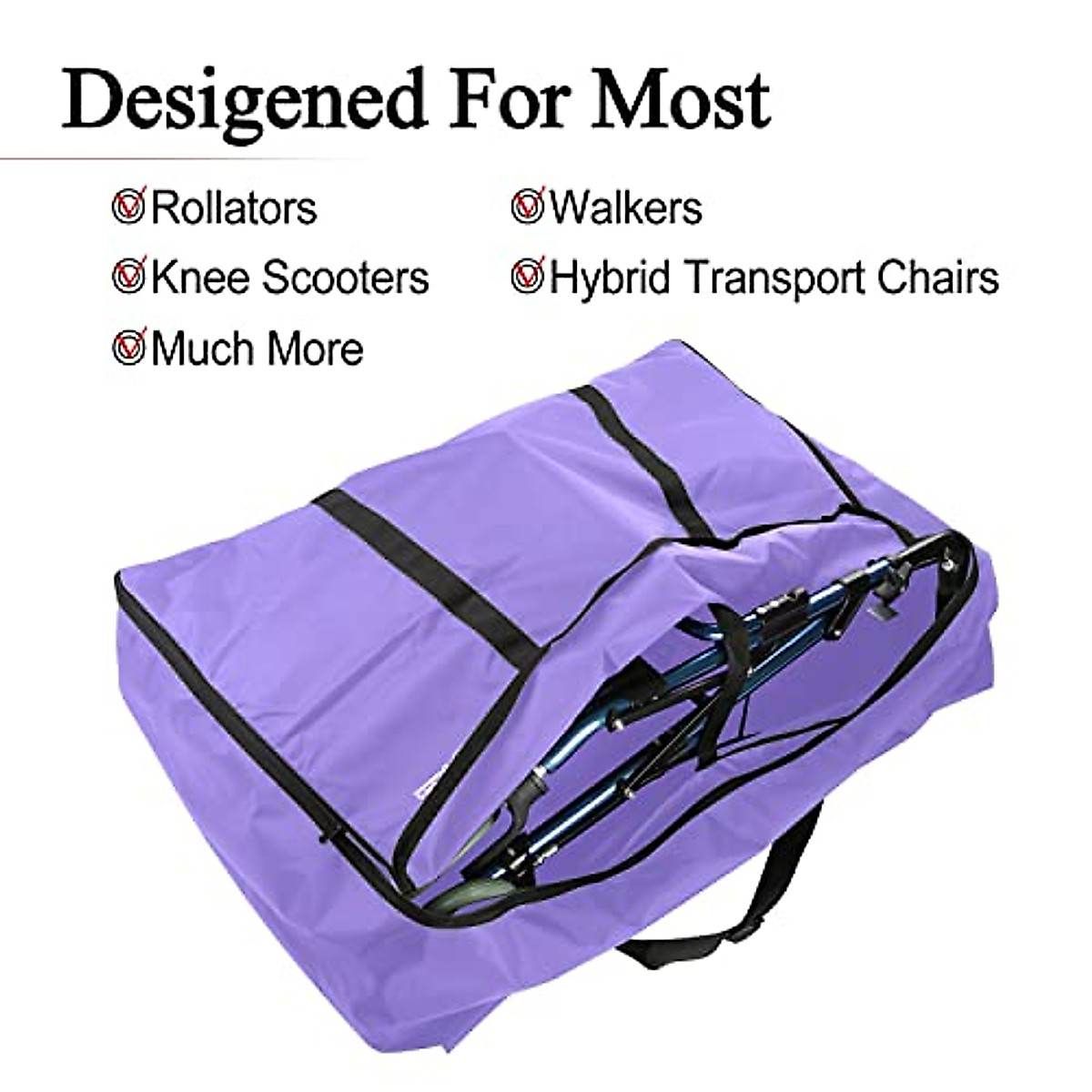 Travel Bag for Rollator Walker - Rollator Travel Bag - for Folding Walkers Compact Wheelchair Transport Chair Folding Walker Bag Portable Extra - Large Carry Bag Nylon Walker Bag OneSize Purple