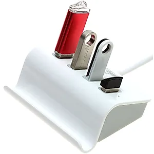 Artix M-325 USB 3.0 4-Port Portable Hub (NOT A Charger) with 2-Foot USB 3.0 Cable - 4-Port Hub with Stand (Silver)