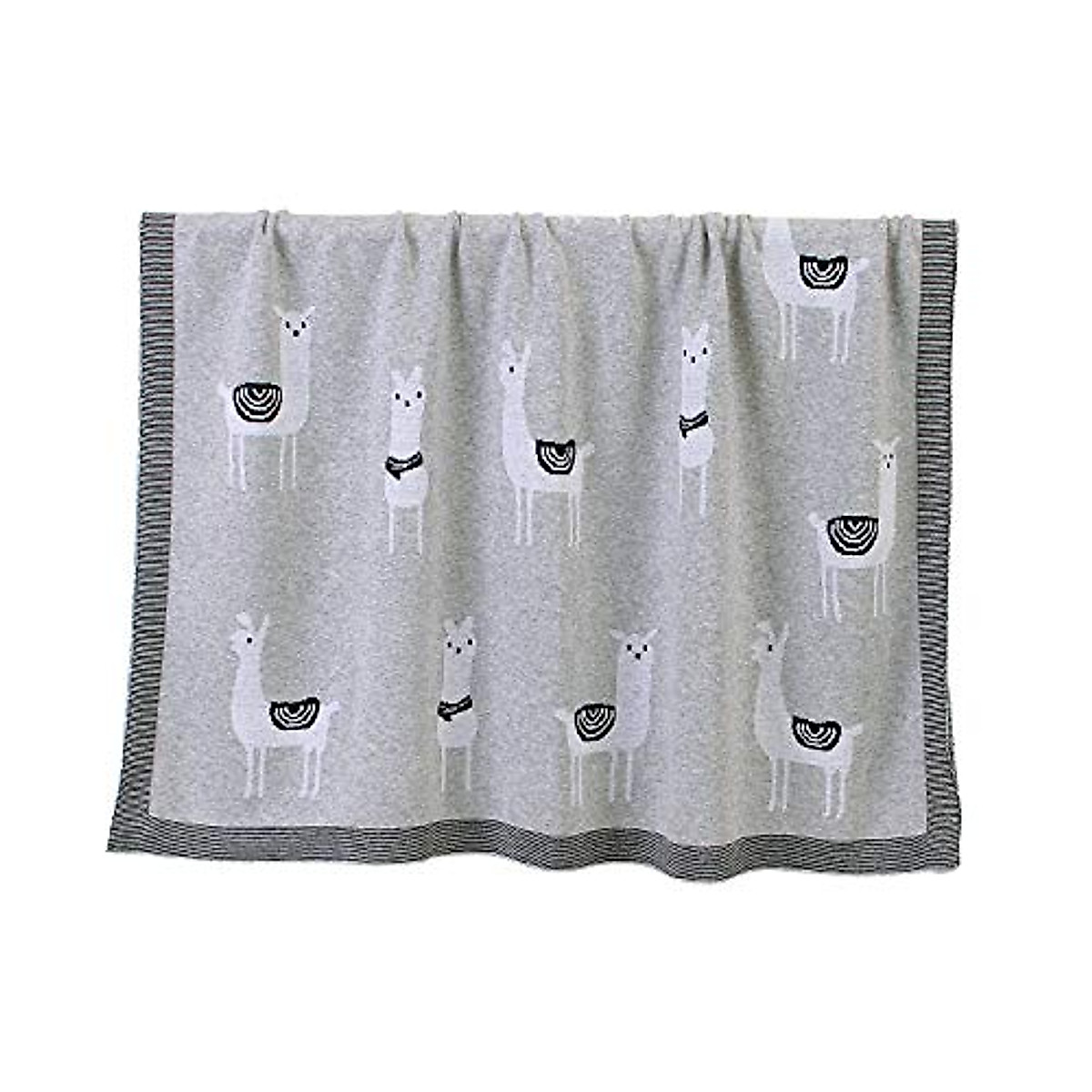 mimixiong 100% Cotton Knitted Baby Blanket Toddler Swaddling Blanket for Newborn Baby with Cute Penguin Pattern Size 30 x 40 inches (Grey-Alpaca, 40x30Inch)