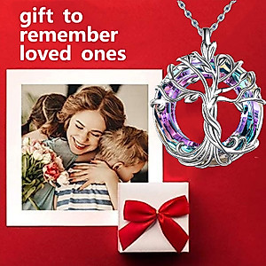 NS Online Tree of Life Necklaces Urn - 2 Pieces Cremation Jewelry for Ashes Keepsake/Circle Crystal Memorial Pendant/Funnel Filler Gifts for Women Men