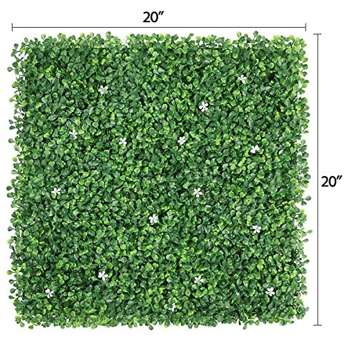 Topeakmart Artificial Boxwood Panels with Little White Flowers, Boxwood Greenery, Privacy Hedge Screen UV Protected for Home Garden Office Patio Wedding Parties Indoor Outdoor Wall Decor 20x20 6PCS